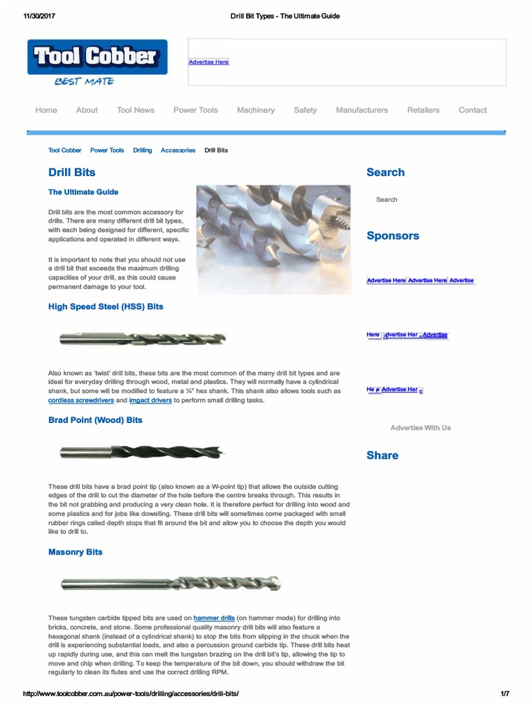 Types of Drill Bits Explained | PDF | Drilling | Drill