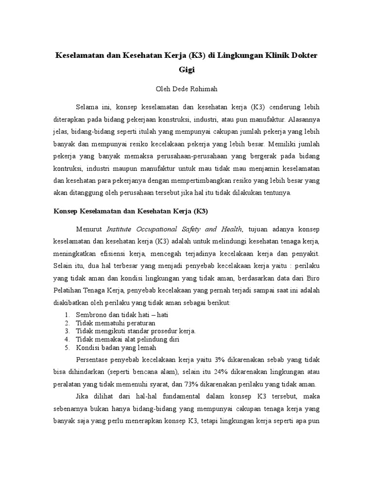 K3 Di Lingkungan Klinik Dokter Gigi | PDF