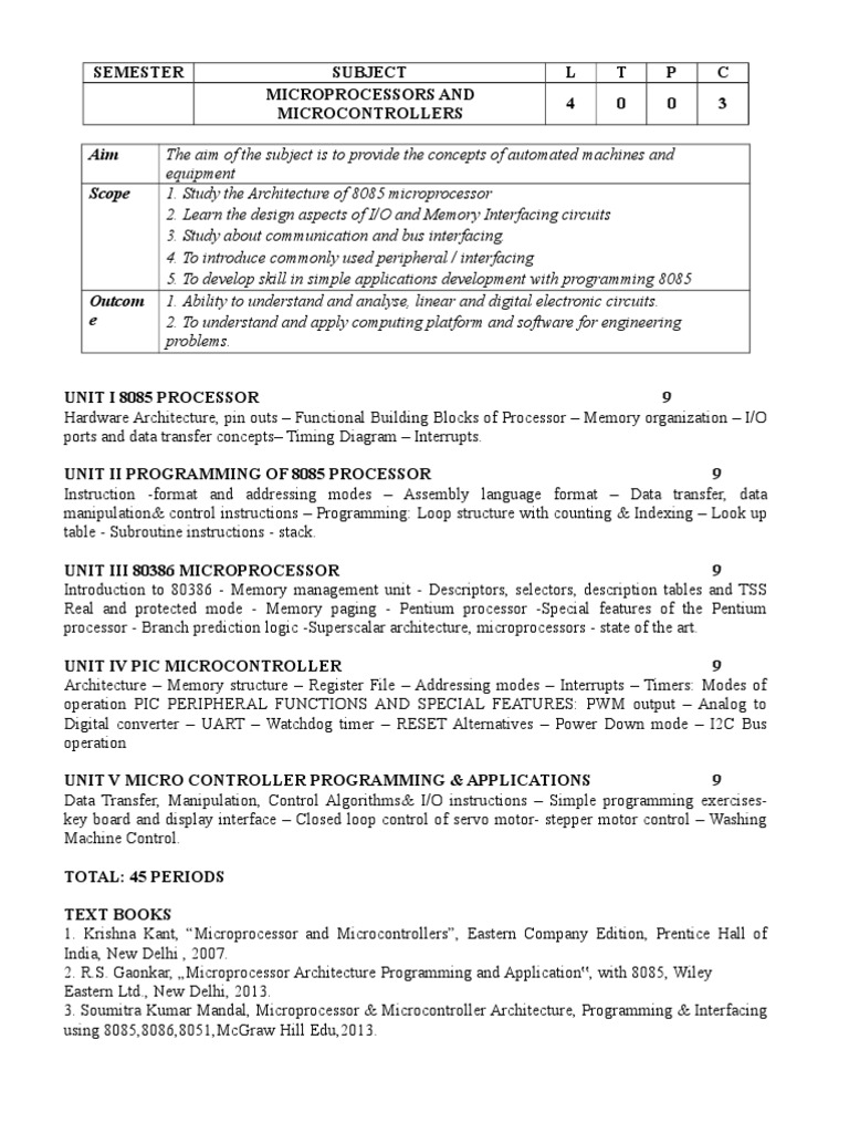Microprocessor and Micro Controller | PDF | Microcontroller ...