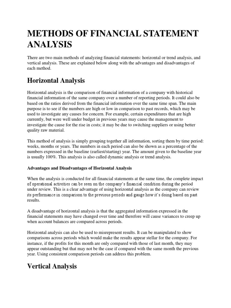 Methods of Financial Statement Analysis | PDF | Percentage | Financial ...