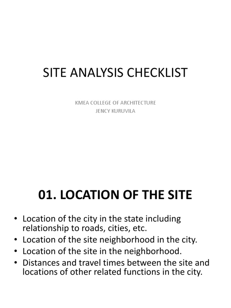 Comprehensive Site Analysis Checklist | PDF | Climate | Topography