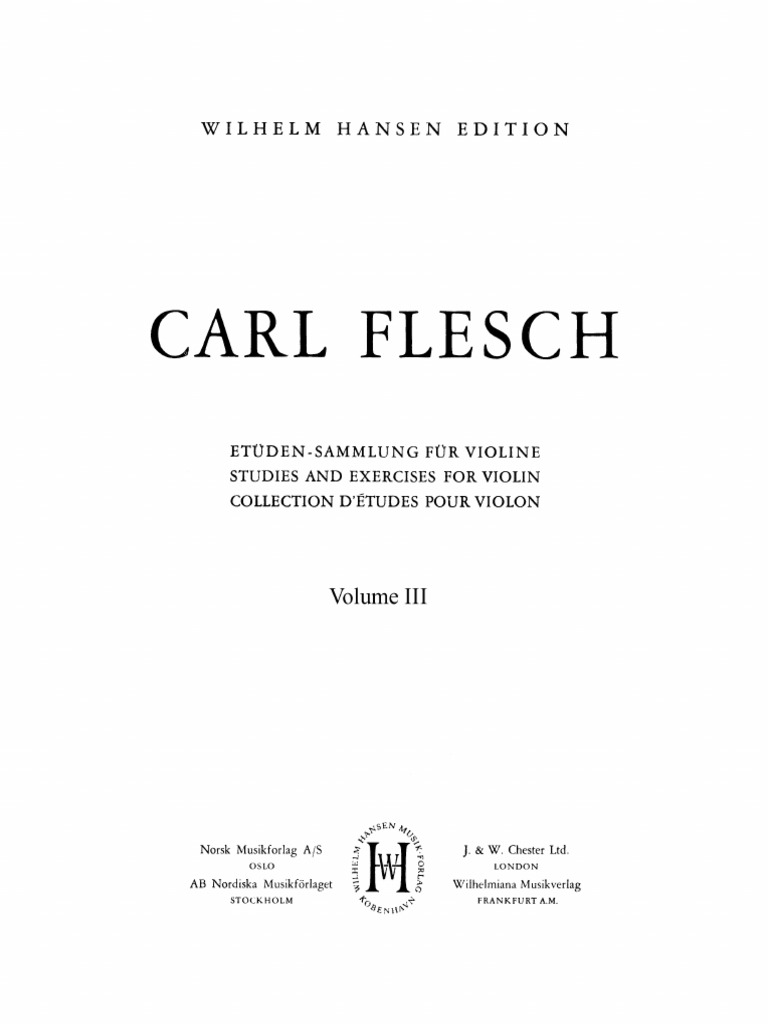 Carl FLESCH Etude Collection 3 Volumes III | PDF