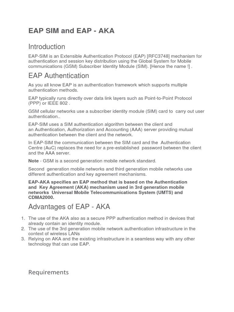 EAP SIM and EAP | PDF | Cyberwarfare | Security