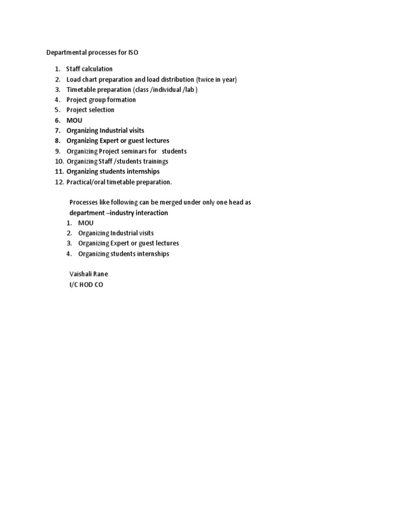 Department ISO Processes Guide | PDF