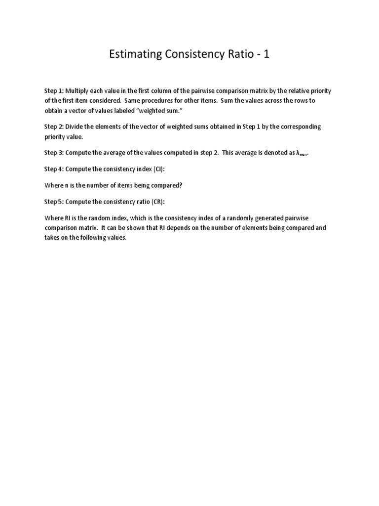 Estimating Consistency Ratio | PDF