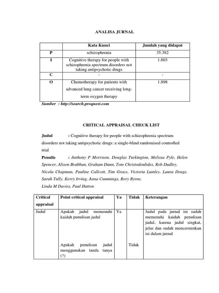Analisa Journal Critical Appraisal Check List | PDF