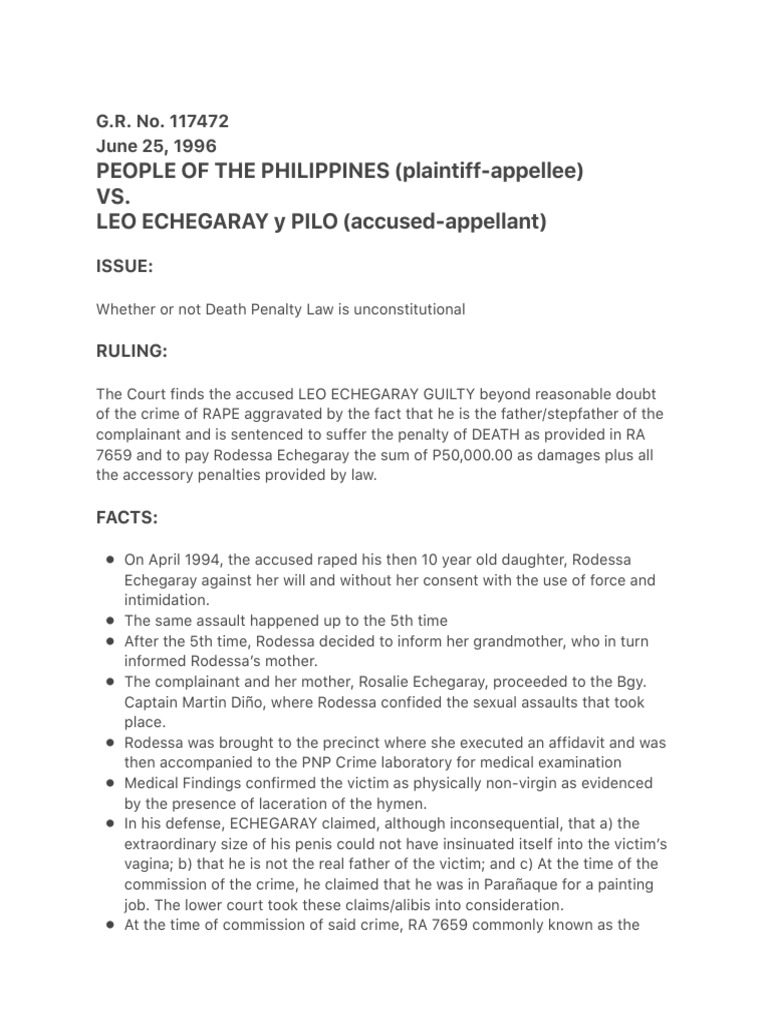 G.R. No. 117472 H.agaray | PDF | Capital Punishment | Rape