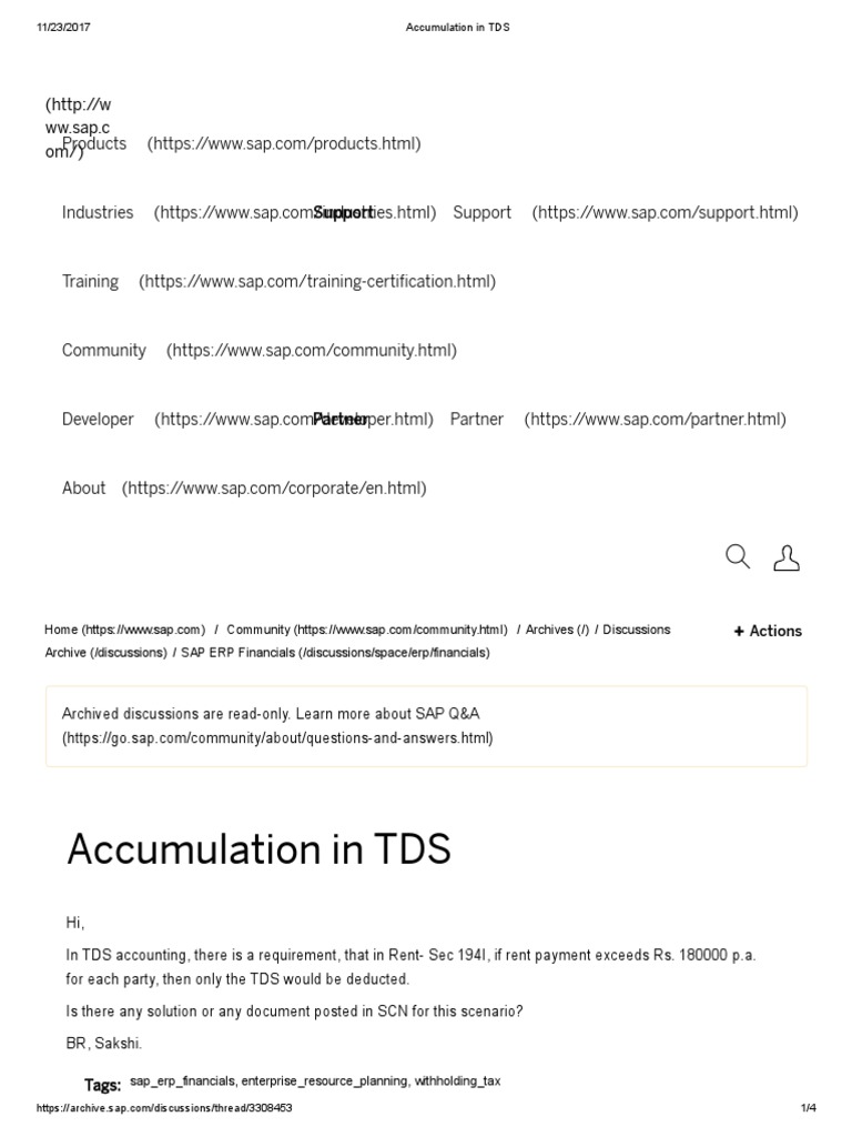 Accumulation in TDS | Invoice | Taxes