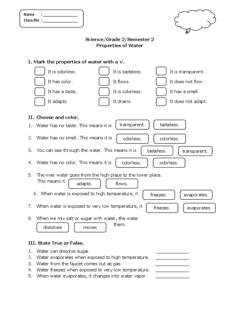 1 Science Grade 2 Sem 2 Properties of Water | PDF