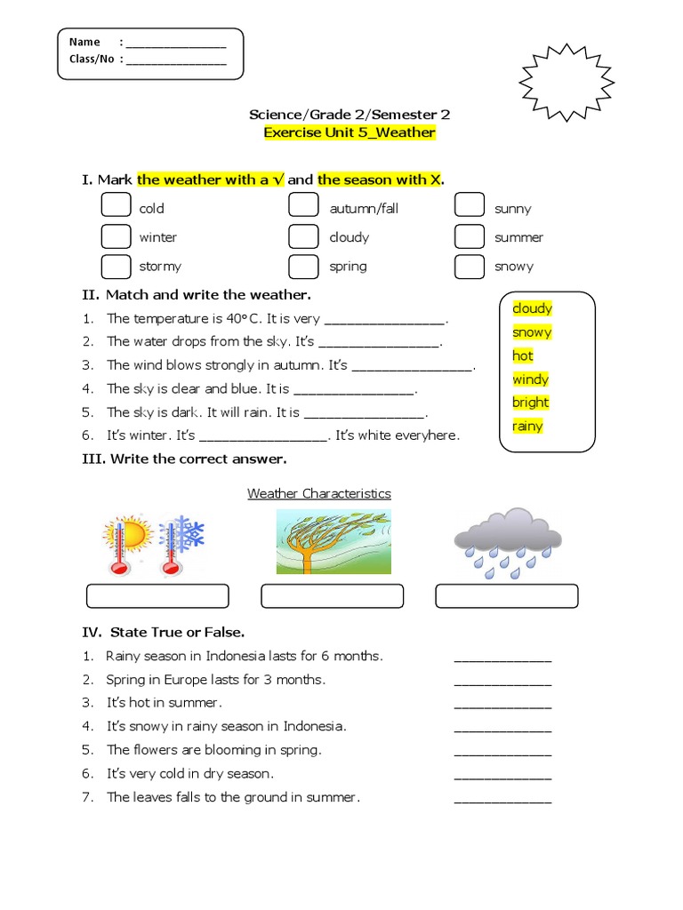 Grade 2 Weather Exercise | PDF | Meteorological Phenomena | Earth Phenomena
