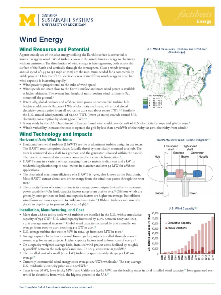 Wind Energy Factsheet CSS07-09 | PDF | Wind Power | Offshore Wind Power