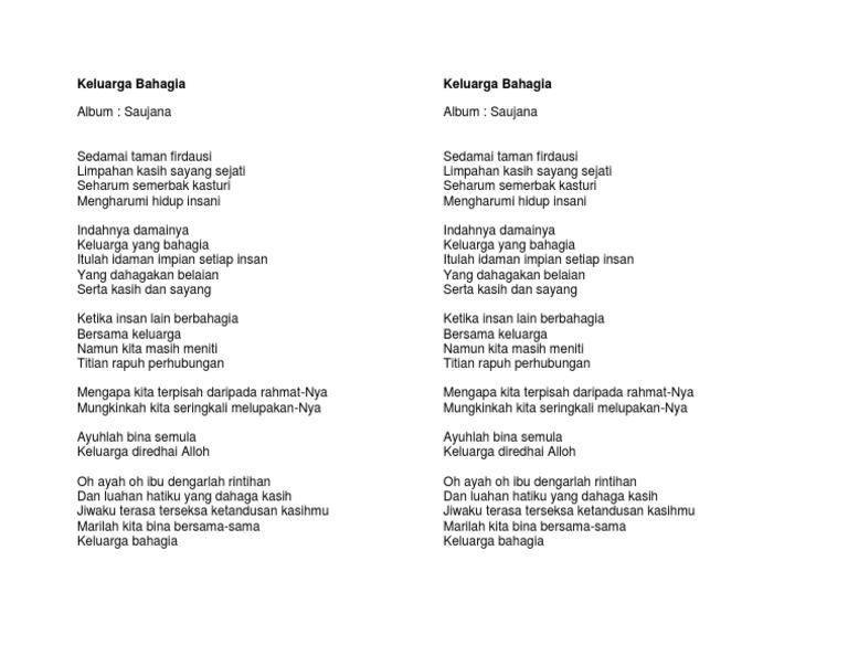 Lirik Lagu Keluarga Bahagia | PDF