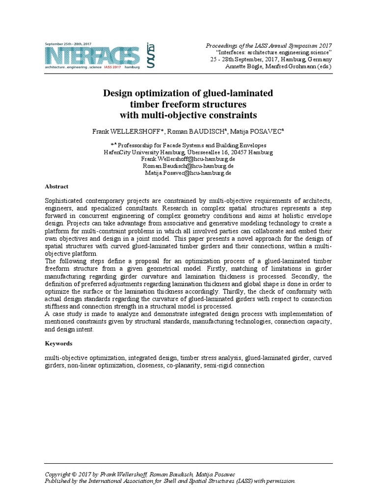 2017 - IASS - Design Optimization of Glued-Laminated Timber Freeform Structures With Multi ...