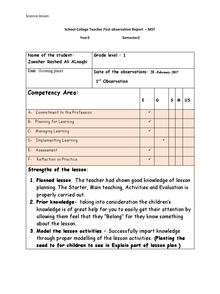 1st MST Feedback Science | PDF | Educational Assessment | Teachers