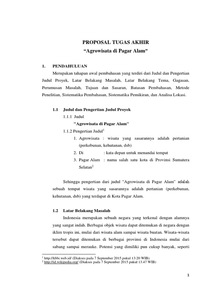 Proposal Tugas Akhir Agrowisata | PDF