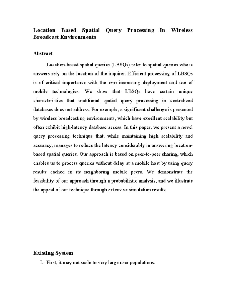 Efficient Processing of Location-Based Spatial Queries in Wireless Broadcast Environments ...