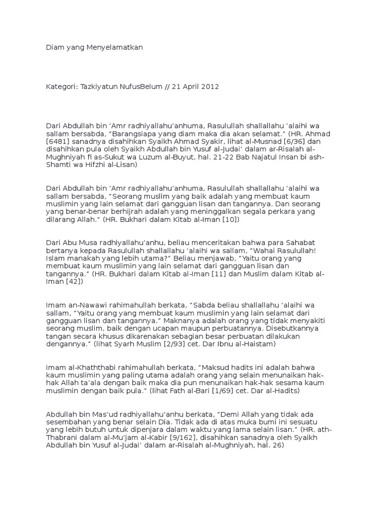 Diam Yang Menyelamatkan | PDF