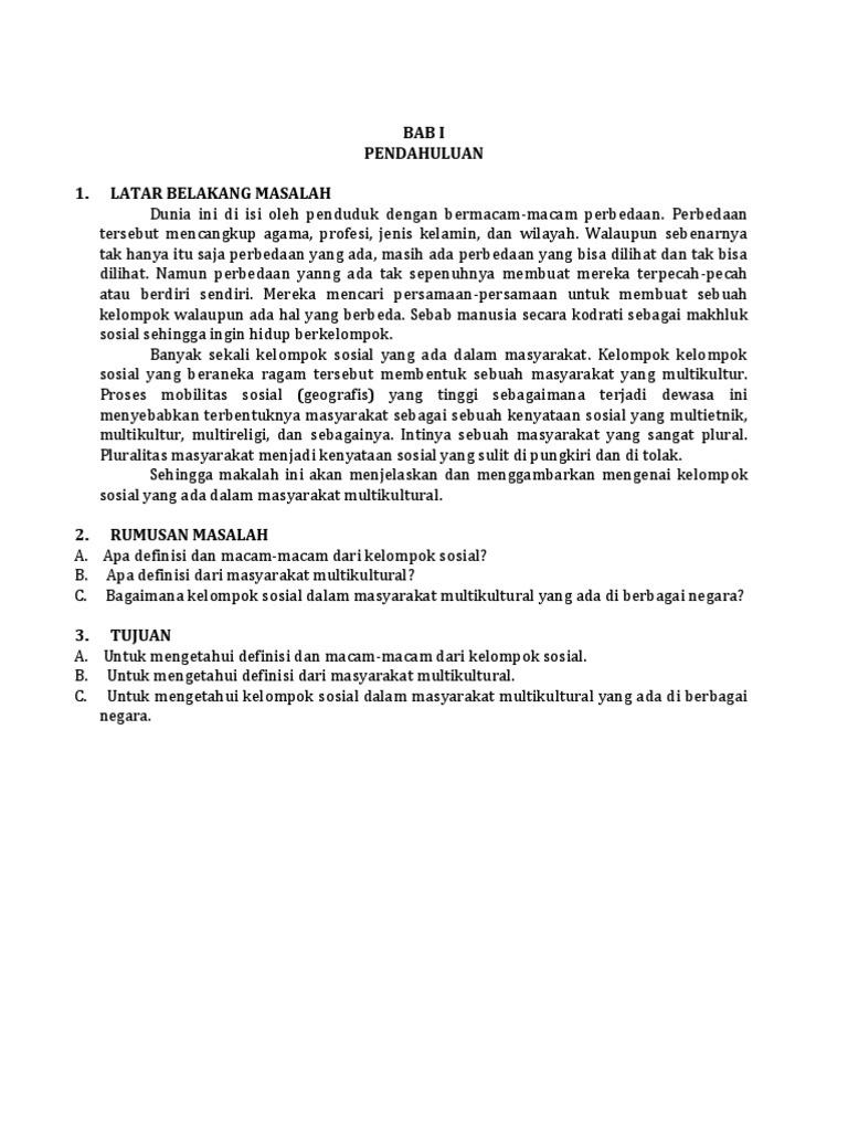 Latar Belakang Masyarakat Multikultural | PDF