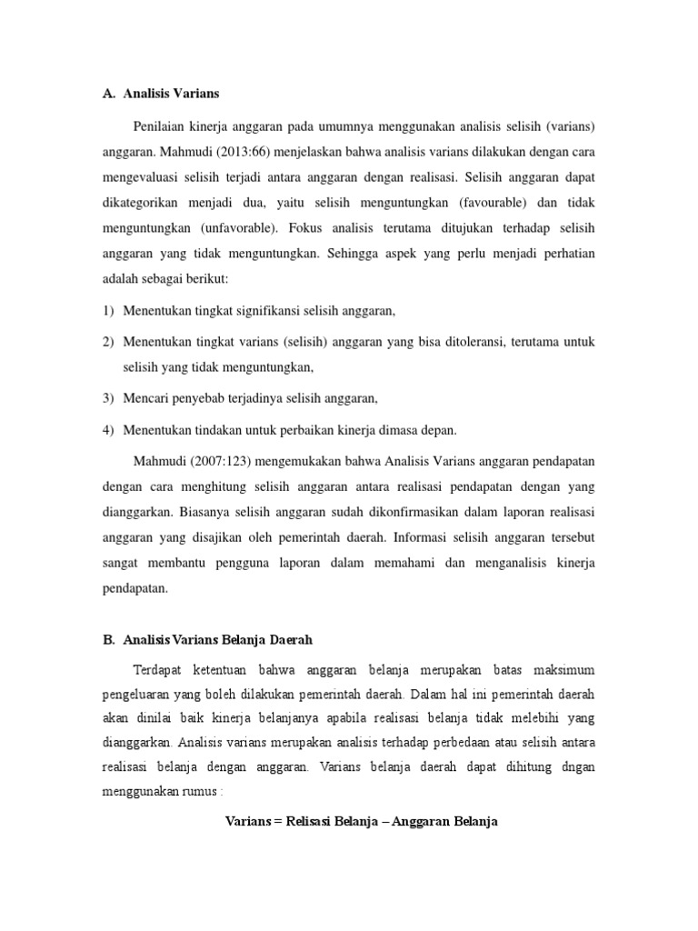 Analisis Varians 1 | PDF | Pengelolaan Keuangan & Uang | Teknologi ...