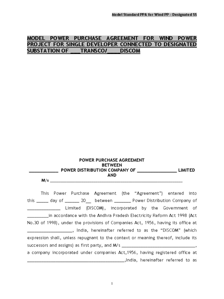 d7c9f Standard Ppa Format For Wind PP 01082014 (Designated SS) | PDF ...