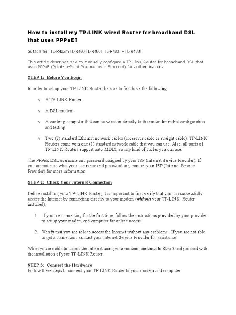 How To Install My Tp Link Router Pdf Computer Network Router Computing