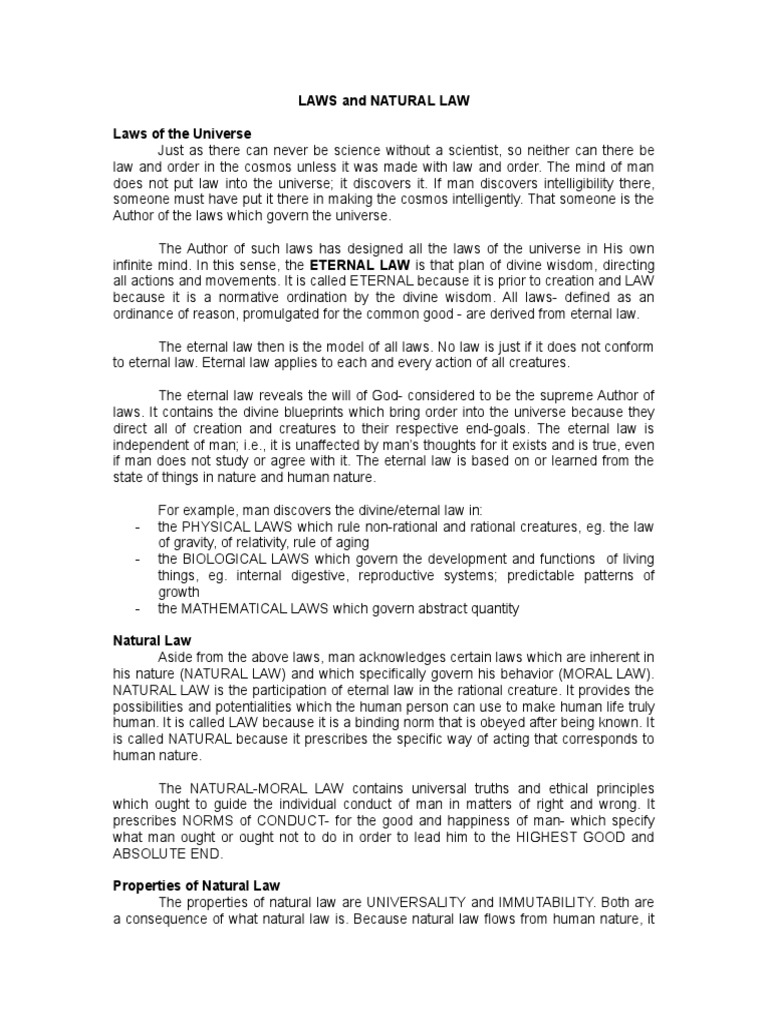 The Eternal and Natural Laws: Understanding the Universal and Immutable ...