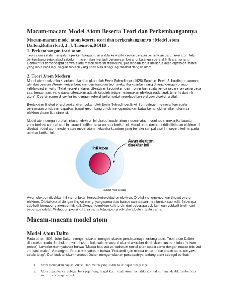 Macam-Macam Model Atom | PDF