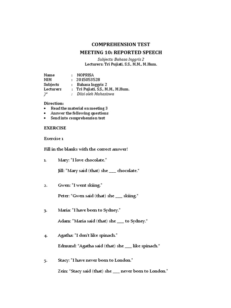 Comprehension Test | PDF