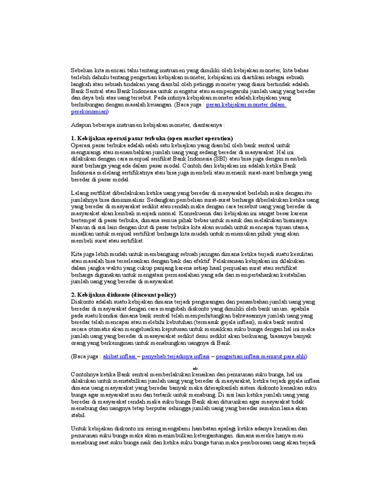 Instrumen Kebijakan Moneter: Panduan Lengkap | PDF | Bisnis ...