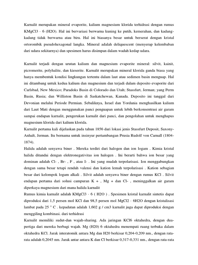Karnalit | PDF | Sains & Matematika