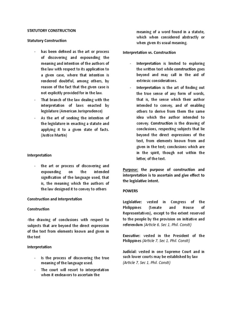 Stat Con Reviewer | PDF | Statutory Interpretation | Bill (Law)