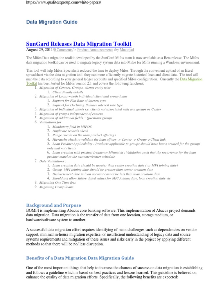 Data Migration Roadmap Bir 14112017 | PDF | Verification And Validation ...