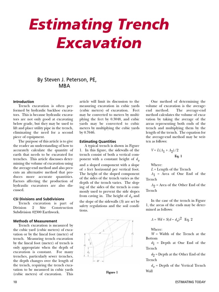 Estimating Trench Excavation | Volume | Formula