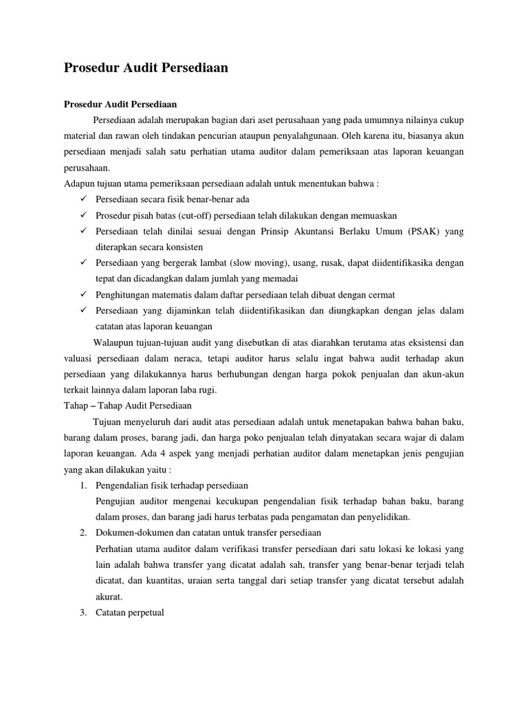 Prosedur Audit Persediaan | PDF