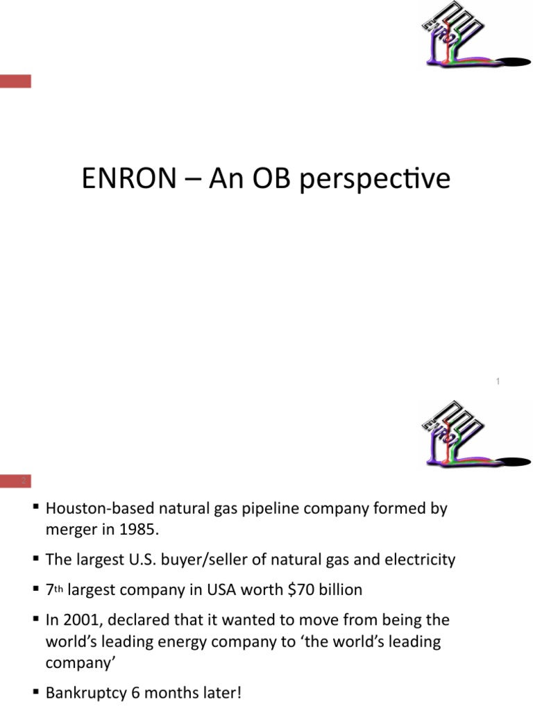 ENRON - An OB Perspective | PDF | Organizational Culture | Equity (Finance)