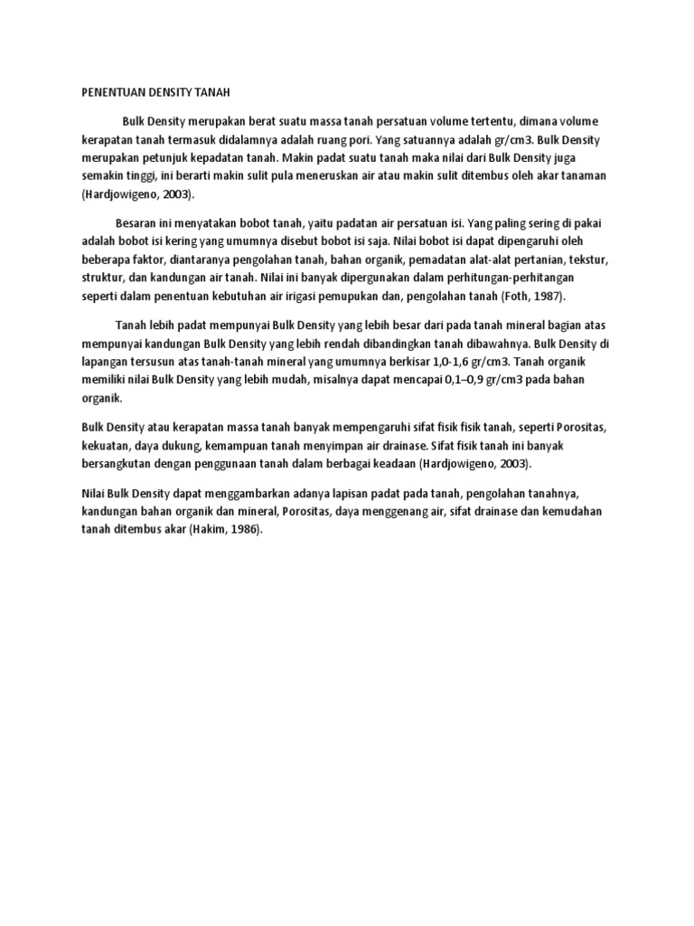 Pengertian dan Rumus Bulk Density Tanah | PDF | Griya & Taman | Sains ...