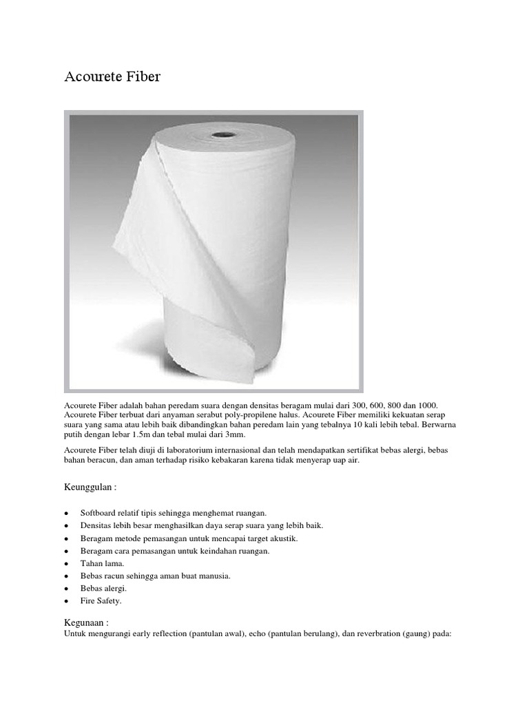 Acourete Fiber: A Thin and Effective Sound Absorption Material | PDF