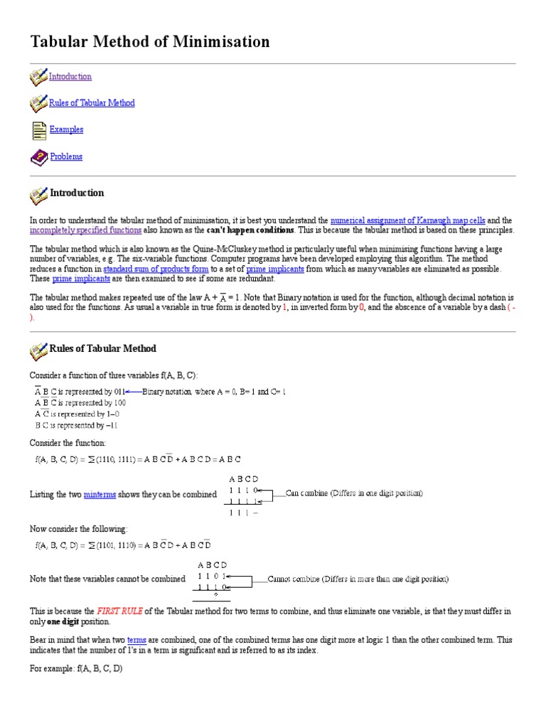 Rules of Tabular Method Examples Problems | Download Free PDF ...