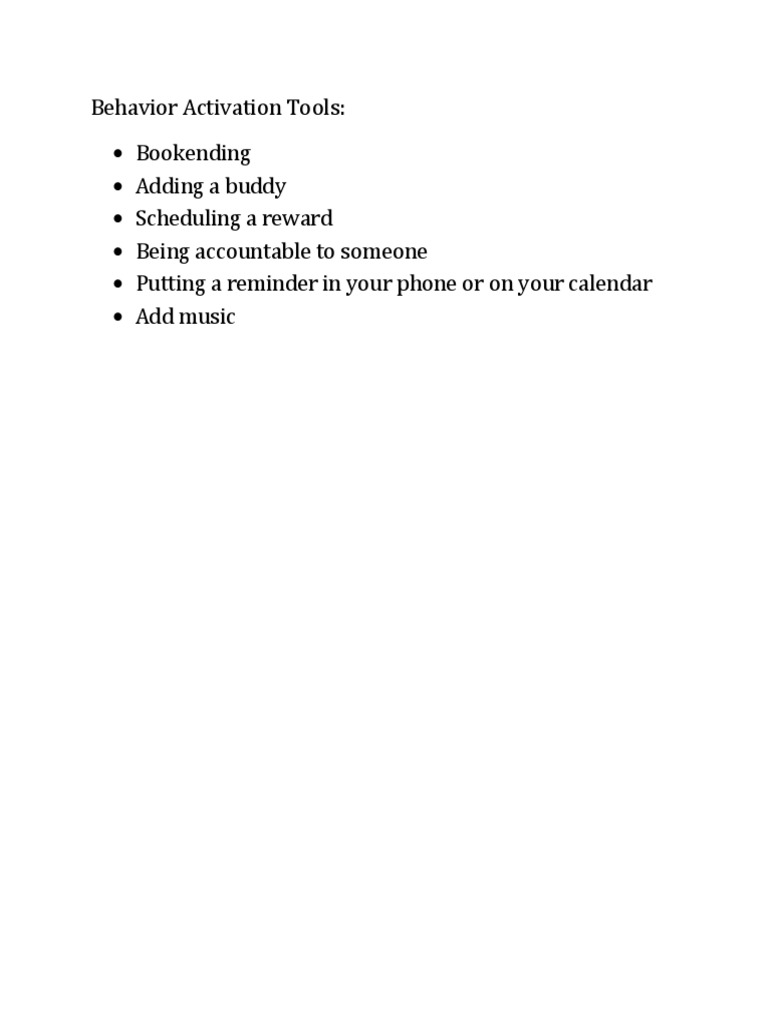 Behavior Activation Tools | PDF | Career & Growth