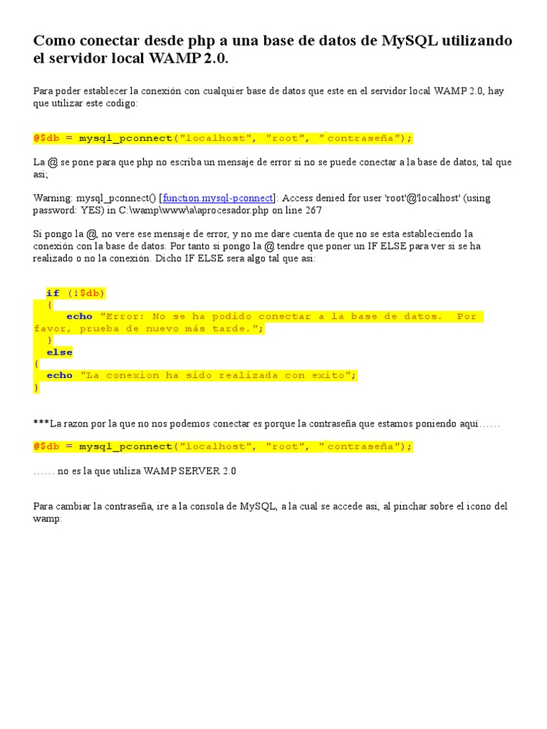 Como Conectar Desde PHP A Una Base de Datos de Mysql Utilizando El ...