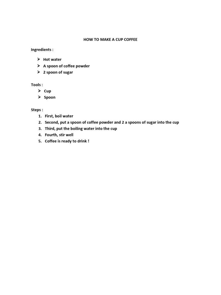 Easy Coffee Recipe in 5 Steps | PDF | Cooking, Food & Wine