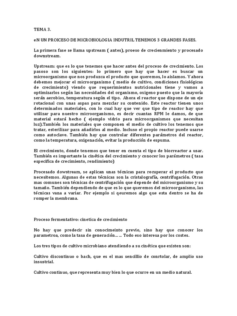 Tema 3 Microbiologia Reactores | PDF | Reactor Quimico | Concentración