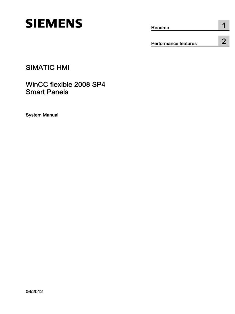 Simatic Hmi Wincc Flexible 2008 Sp4 Smart Panels: Readme Performance ...