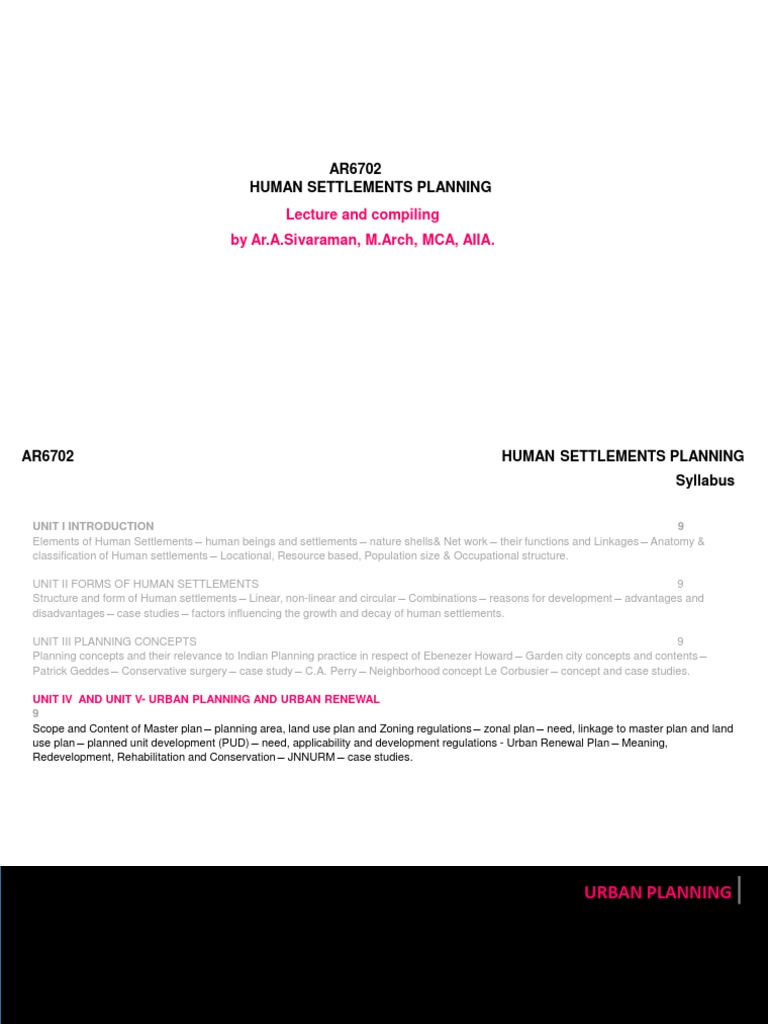 Unit 4 and 5 Human Settlement Planning | PDF | Urban Renewal | Slum