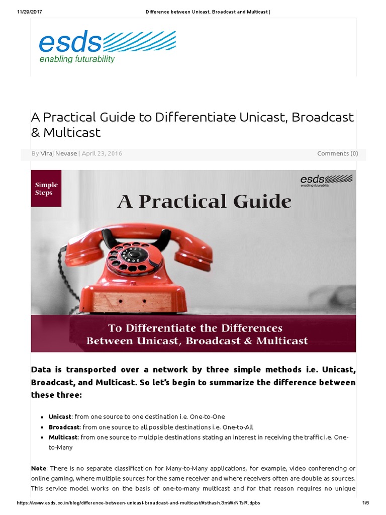 Difference Between Unicast, Broadcast and Multicast | PDF | Multicast ...
