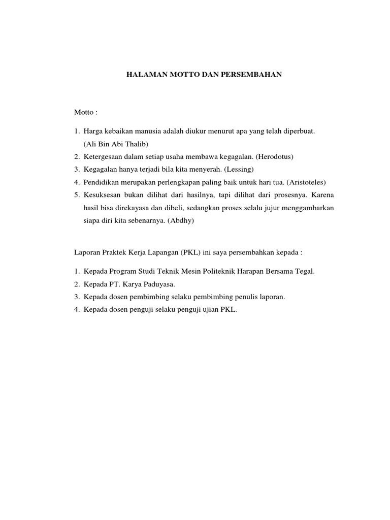 Halaman Motto Dan Persembahan | PDF