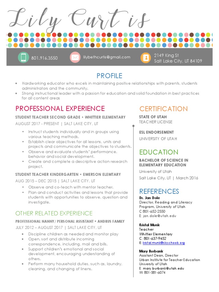 Lily Resume-2 | PDF | Teachers | Pedagogy