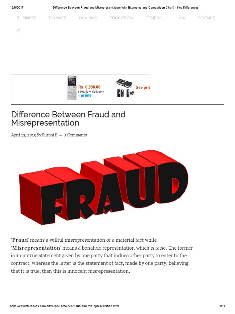 Difference Between Fraud and Misrepresentation (With Examples and ...