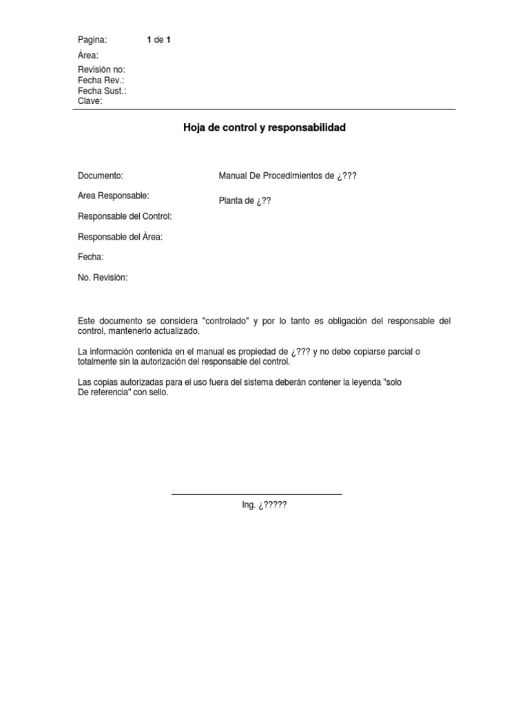 Ejemplo Manual de Procedimientos de Operacion | PDF | Energía y ...