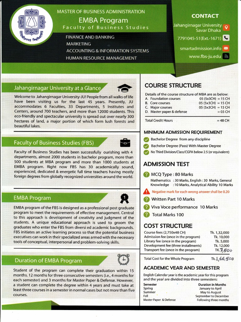 JU FBS EMBA Prospectus 2017 Fall | PDF | Master Of Business ...